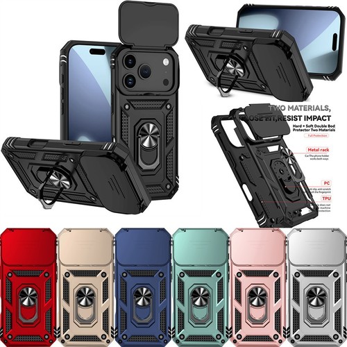 Armor Camera Cover Ring Phone Case For iPhone 15 16 17 14 13 12 Pro Max ...