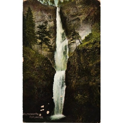 Vintage Multnomah Falls Portland Oregon Postcard 1907 Scenic Waterfall ...