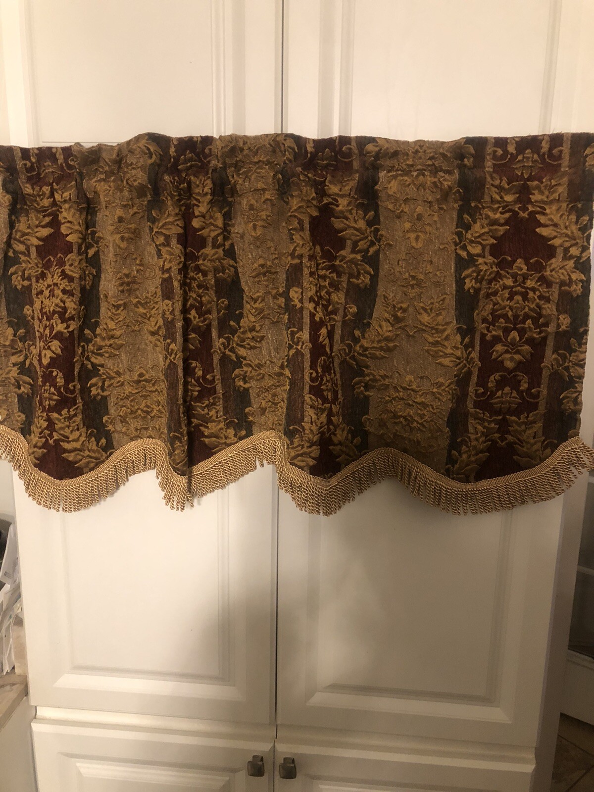 JC Penney Home Discontinued Scalloped Fringe Valances Curtains Red Gold ...