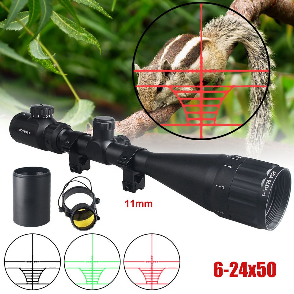 Hunting Rifle Scope 6-24x50 AOEG Red Green Dual illuminated Optical ...