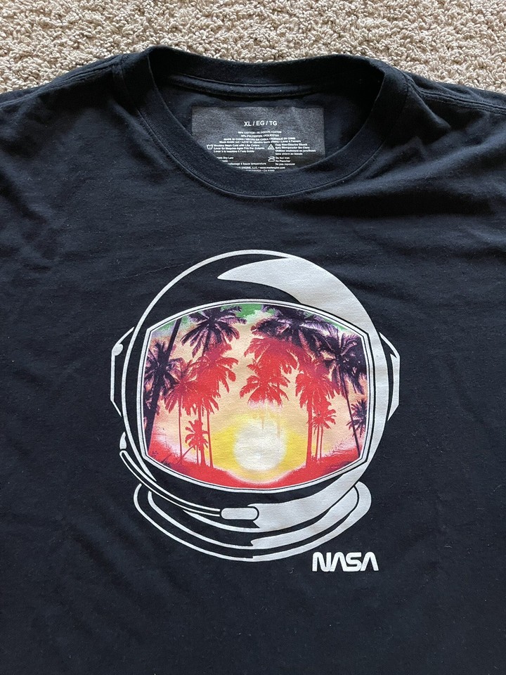 Mad Engine T shirt Mens XL Black NASA Astronaut Long Sleeve Crew Neck ...