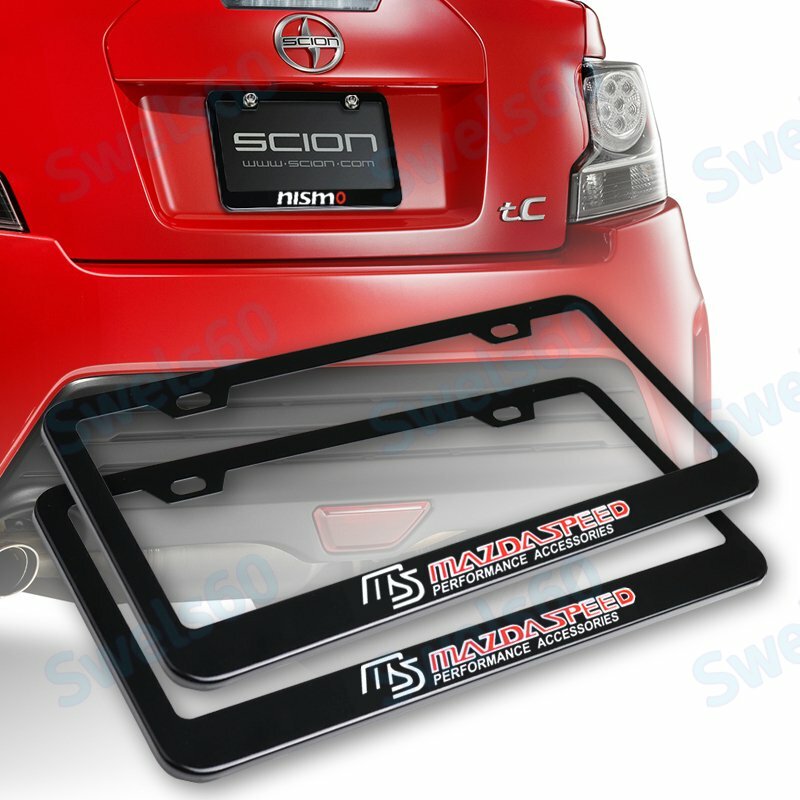 X2 Black Stainless MS MAZDASPEED License Plate Frame For Mazda 3 6 RX7 ...