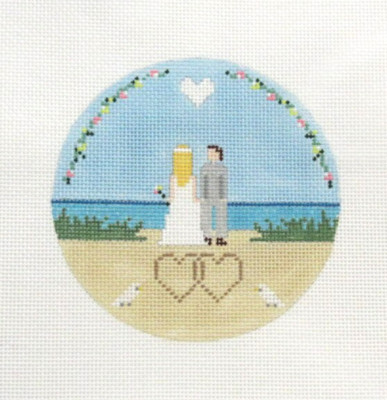 Doolittle Stitchery Beach Wedding Couple Hearts Handpainted Needlepoint Canvas | eBay