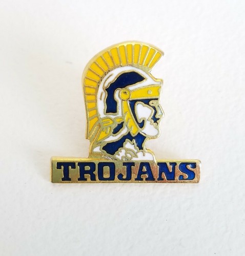 Trojan Team Mascot Vintage Lapel Pin Back Warrior Sports Souvenir Tie ...