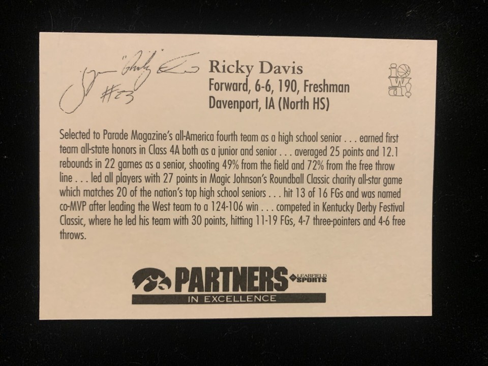 1997-98 IOWA HAWKEYES card set (13) w/Ricky Davis, Ryan Bowen, Dean ...
