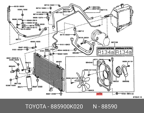 Genuine OE blower assy, w/shroud, 885900K020 for TOYOTA 88590-0K020 ...