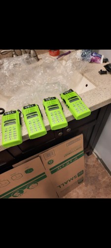 4 X Motorola HT1250 vhf 5 watt green Two Way Radio Set w/Gang Charger ...
