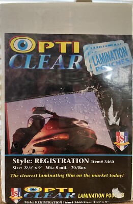 Opti Clear Registration #3460 Lamination Pouches 3.5 x 9” 5 mil 50ct ...