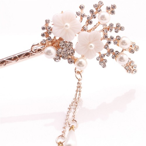 Women Elegant Flower Wedding Hair Pin Colorful Hairpin Rhinestone Hair ...
