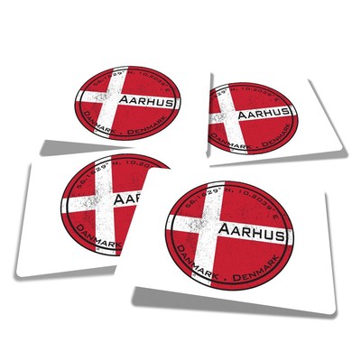 4x Vinyl Stickers Aarhus Denmark Flag Circle #59210 | eBay UK