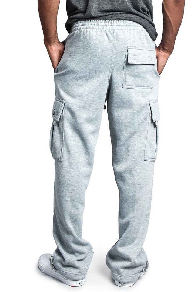 G-Style USA Men's Jogger Heavy Weight Fleece Cargo Pocket Sweat Pants S ...