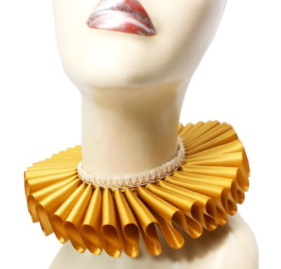 Gold Satin Lace Elizabethan Neck Ruff Ruffled Collar Victorian ...