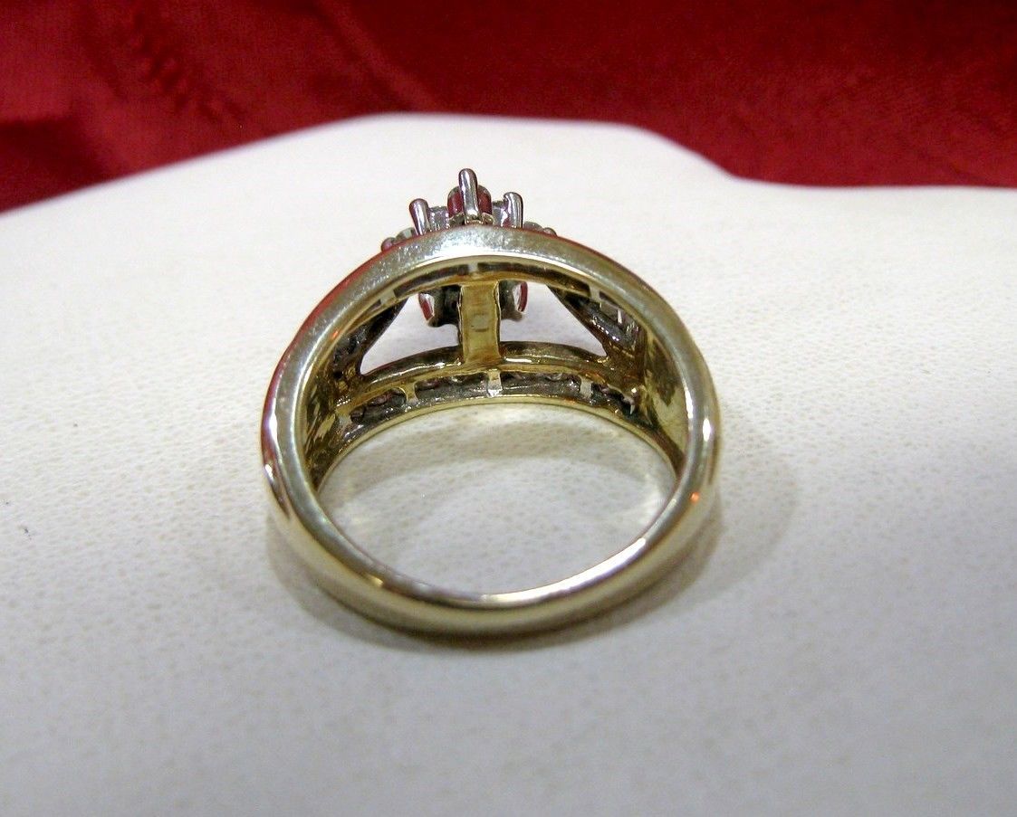 JWBR 10K YELLOW GOLD DAZZLING DIAMOND CLUSTER WATERFALL COCKTAIL RING ...