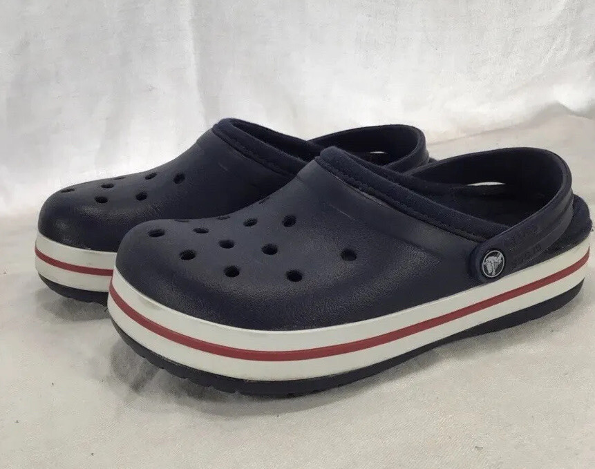 Crocs Navy Blue Red White Trim Crocband Clog Size M7 … - Gem