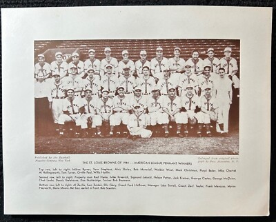 1910-57 M114 Baseball Magazine Premium 9.5" x 12" 1944 St. Louis Browns ...