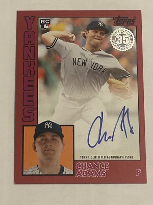 2019 Topps 1984 Topps Baseball Auto Red /25 Chance Adams #84A-CA Rookie ...