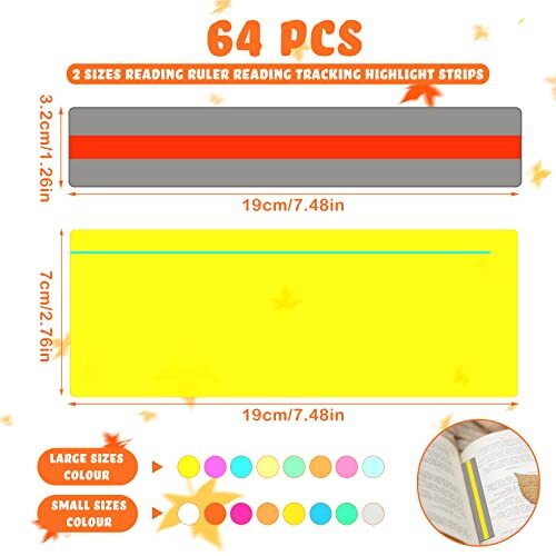 64 Pieces Guided Reading Strips with 2 Styles Highlighter Classic Style ...