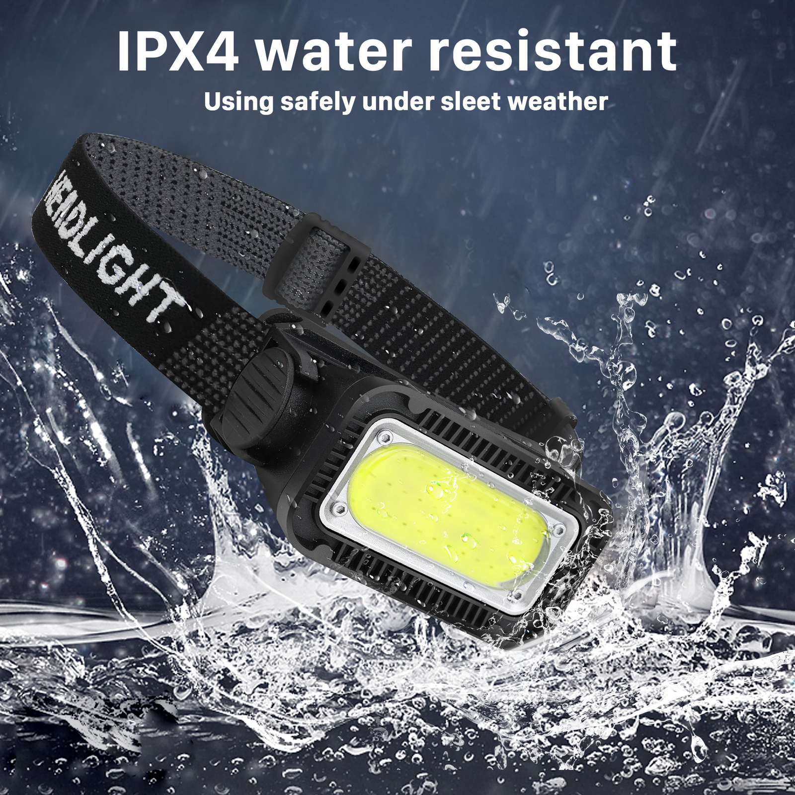 COB LED Headlamp USB Rechargeable Headlight Torch Work Light Bar Head ...