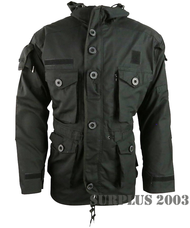 Black Special Forces SAS Style Assault Hooded Smock British Army Jacket ...