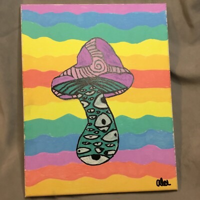 “Rainbow Shroom" Mushroom Original Acrylic Painting- Canvas 11”x 14” | eBay