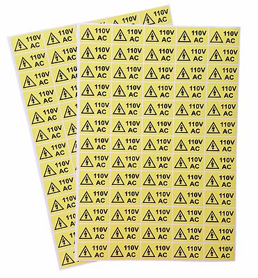 Yellow Electrical Warning Vinyl Stickers AC 110V 230V 240V 415V | eBay UK