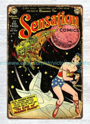 Wonder Woman Battles Menacing Men of Mars 1951 comics metal tin sign | eBay