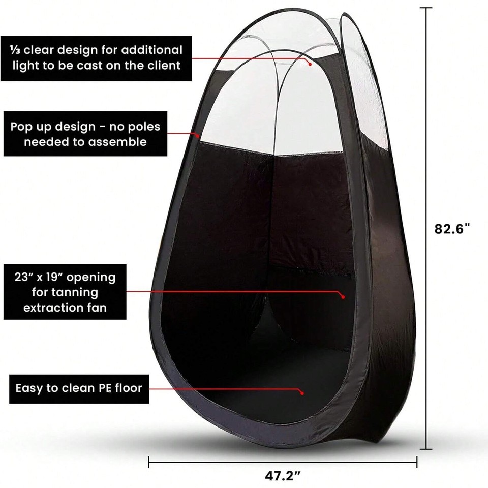 Large Deluxe Spray Tan Tent Pop Up Portable Tanning Booth with Clear ...