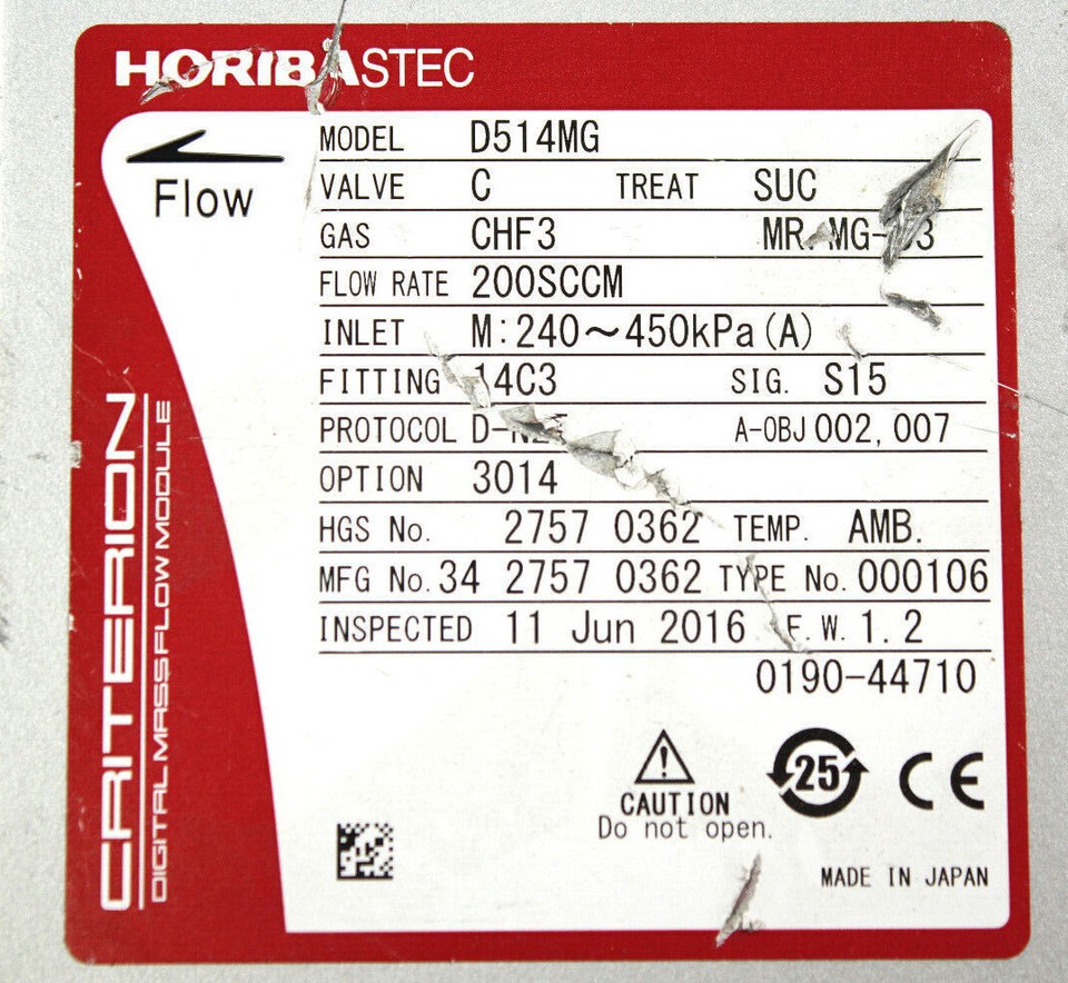 Horiba STEC D514MG Mass Flow Controller 34-2757-0362 200SCCM | eBay
