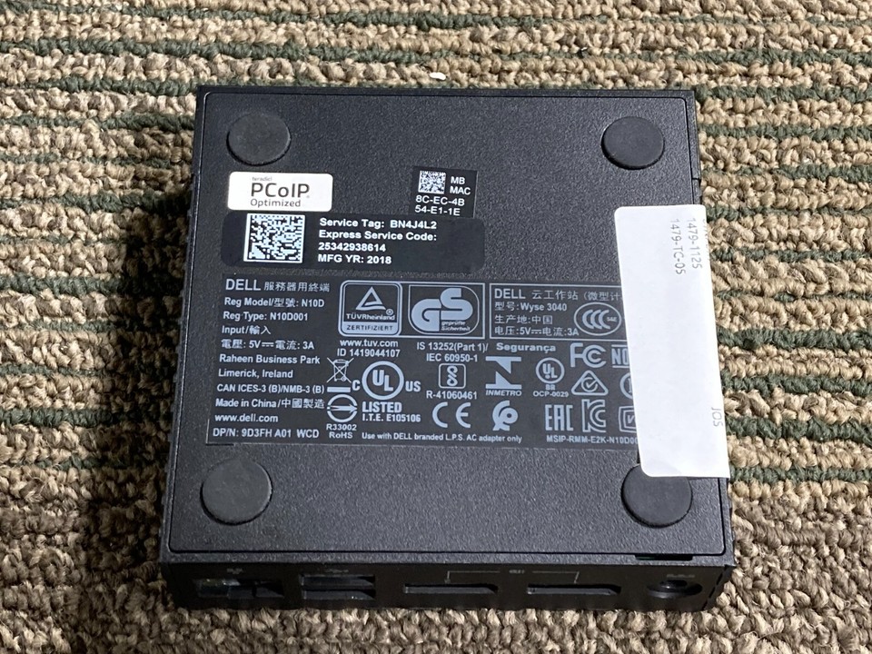 OEM Dell N10D Wyse 3040 Atom X5-Z8350 1.44GHz 8GB SSD 2GB RAM 5v w ...