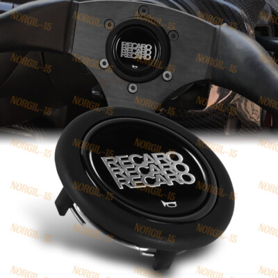 Silver /BK Horn Button JDM RECARO Racing Fits MOMO NRG RAID Steering ...