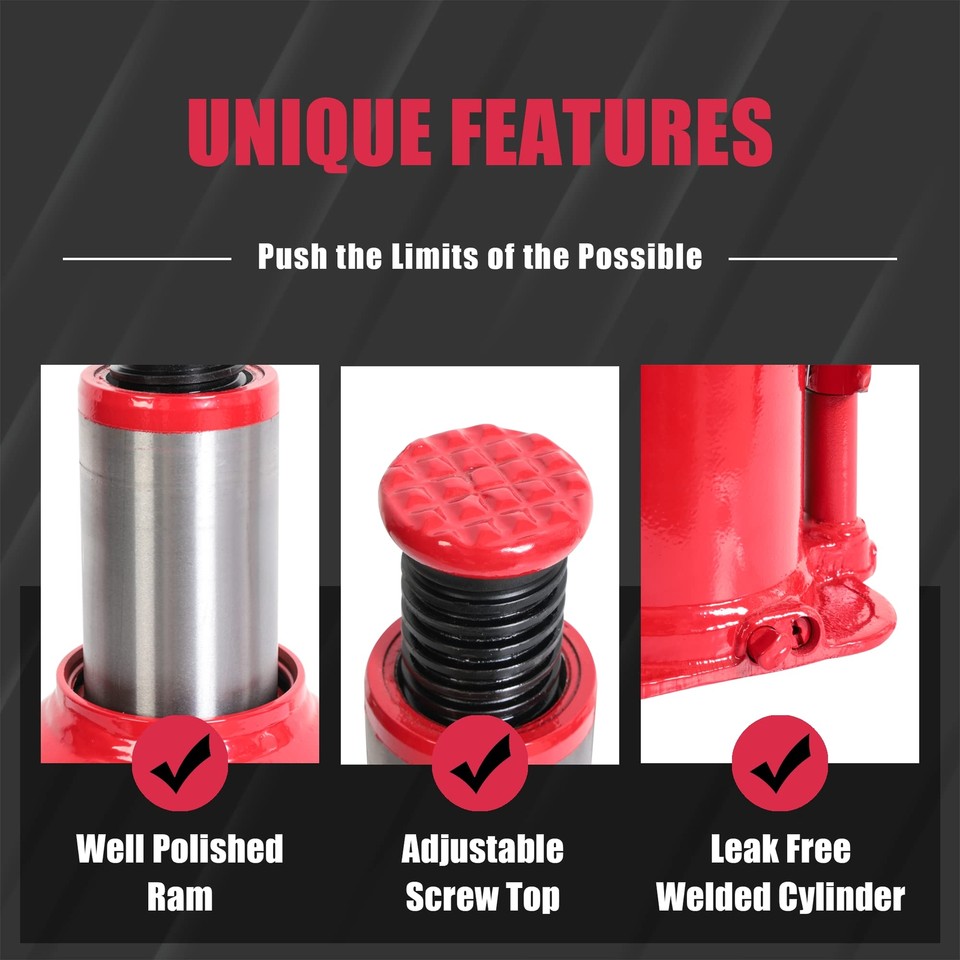 BIG RED 12 Ton Torin Welded Hydraulic Stubby Low Profile Bottle Jack ...