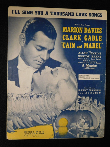 I'll Sing You A Thousand Love Songs 1936 Cain and Mabel Sheet Music | eBay