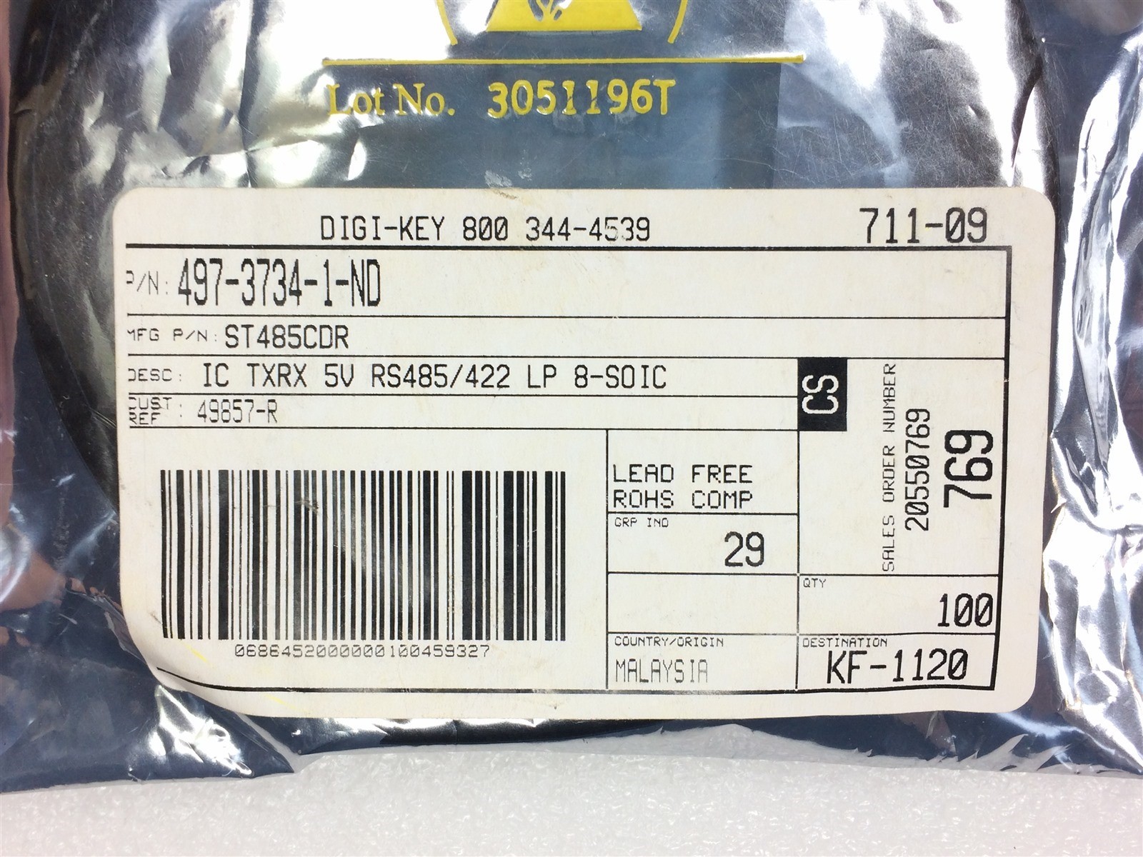 ST485CD ST MICRO ST485CDR IC TXRX 5V RS485/422 LP 8-SOIC ROHS 12 PIECES | eBay