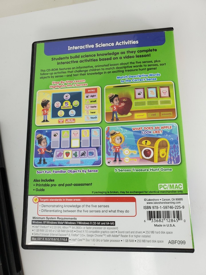 LAKESHORE Interactive Science Activities CD-ROM 5 Senses Pre K-1 ...