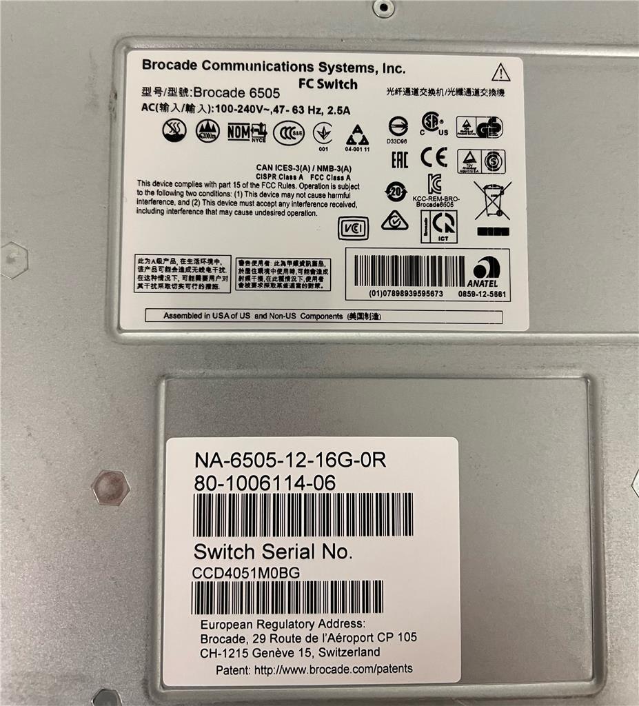 Brocade BR-6505-12-16G-0R 6505 Series 24x 16G FC SFP+ (12x Active) SAN ...