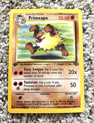Primeape - Jungle Set - 43/64 - Uncommon - Pokemon Card - 1st Edition ...