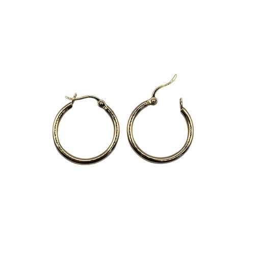 9ct 9k Yellow Gold Plain Polished Round Tube Hoop Earrings 20mm 1.58 ...