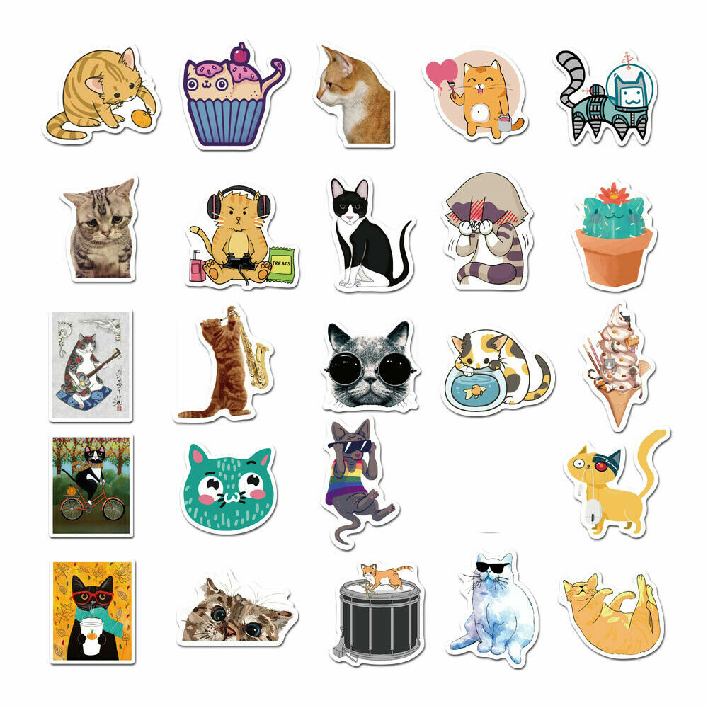 50pcs Cute Cat Kitten VSCO ins Decal Stickers Bomb Skateboard Laptop ...