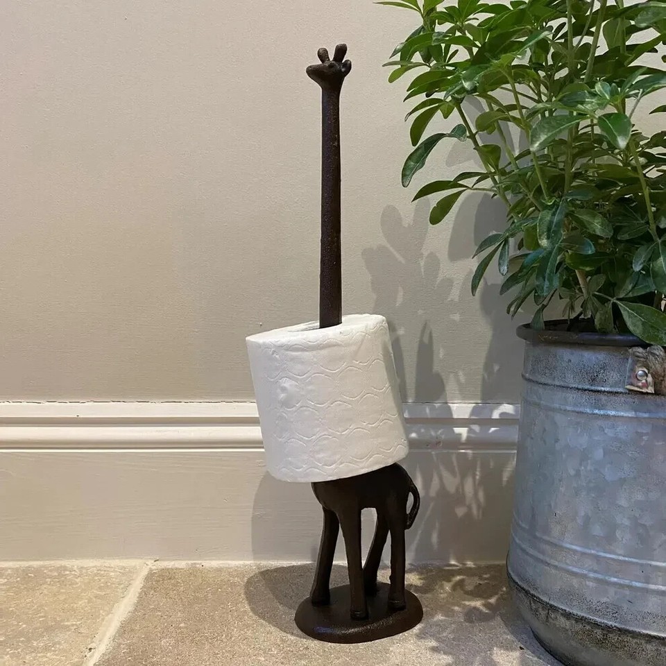 Toilet Roll Holder Cast Iron Giraffe Ornament Bathroom Free Standing ...