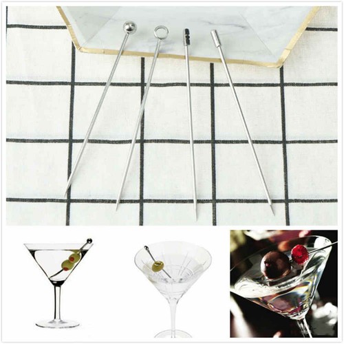 4 Kinds Stainless Steel Cocktail Wine Needle Fruit Toothpick Fork ...