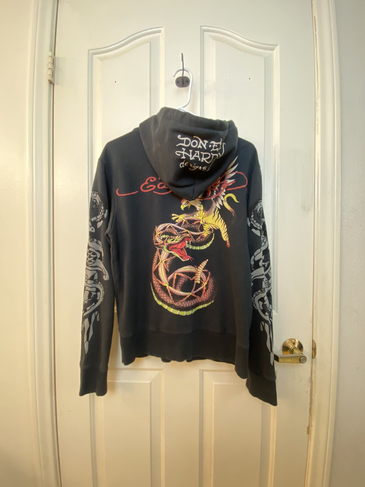 RARE Vintage Ed Hardy Designs Hoodie Snakes Eagles Li… - Gem