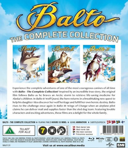 BALTO 1-3 Trilogy 3 Movie Collection Blu-Ray Set BRAND NEW (USA ...