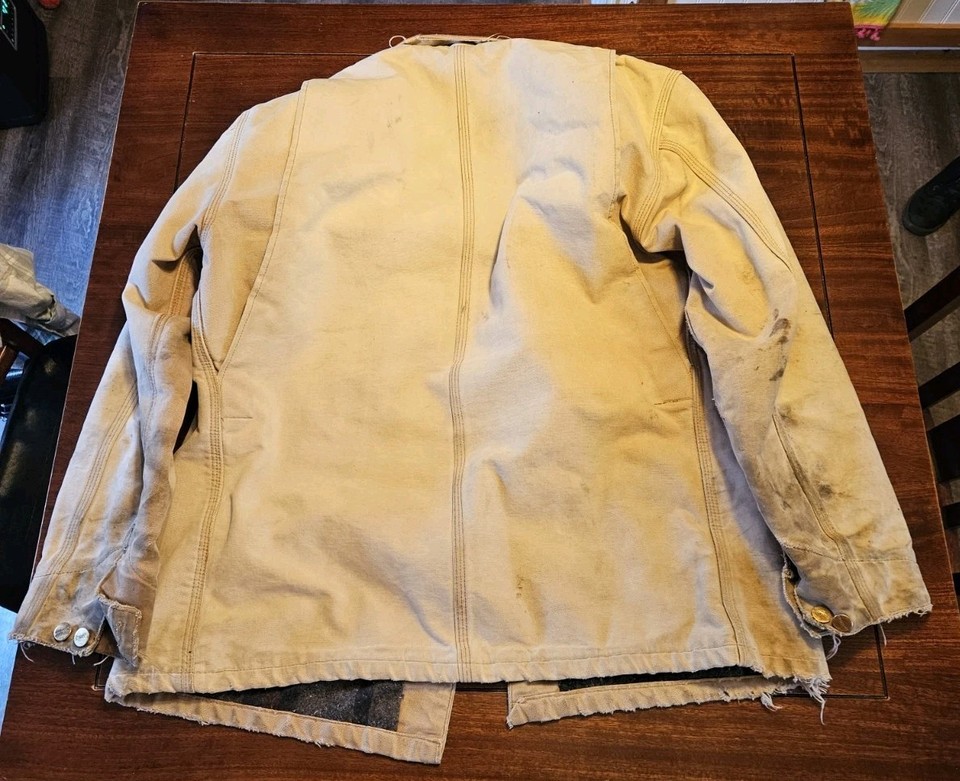 Vtg Distressed Carhartt Chore Jacket Blanket Lined Size Large?? | eBay