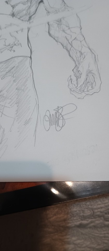 Autographed Tim Vigil Original Pencil Sketch Art Work On 2 Page Spread ...