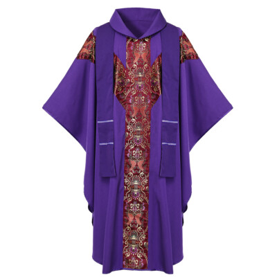 Christian Priest Chasuble Clergy Pastor Liturgical Mass Robe With Stole ...