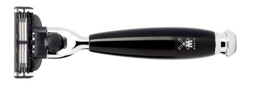 Muhle: Vivo Razor Handle Resin Black Ebony (Attack 3 Blades) (Made IN ...