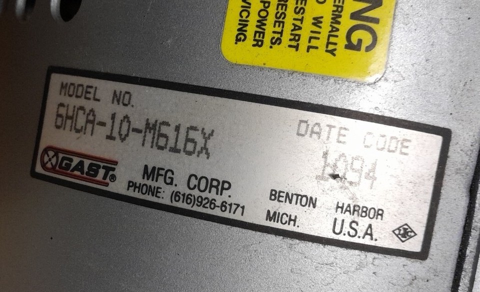 DOERR Electric 2 HP 3 Phase Motor - LR22132 with Gast Compressor | eBay