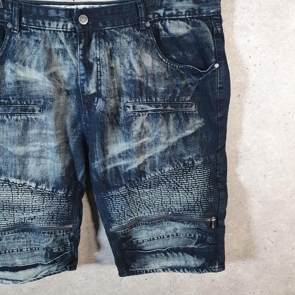 Vintage Encrypted Distressed Y2K Denim Shorts Mens W48 Blue | eBay UK