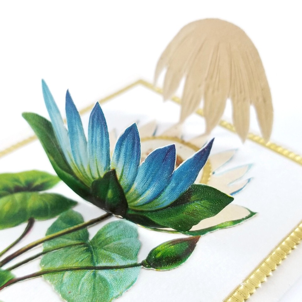 Antique Happy New Year Mailing Envelope Blue Lily Pad Opens To Reveal ...