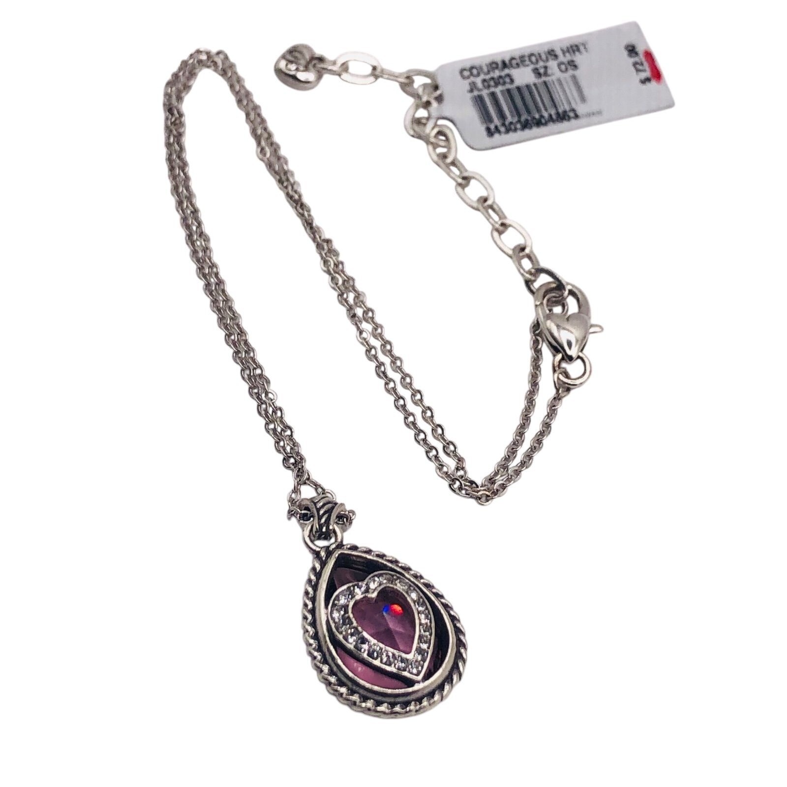 Brighton Your True Color Pink Courageous heart crystals Necklace NWT ...